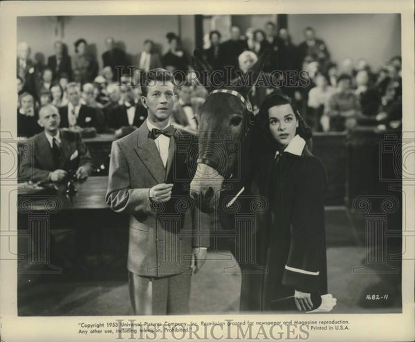 1953 Donald O'Connor and Yvette Dugay With Horse In Court - Historic Images