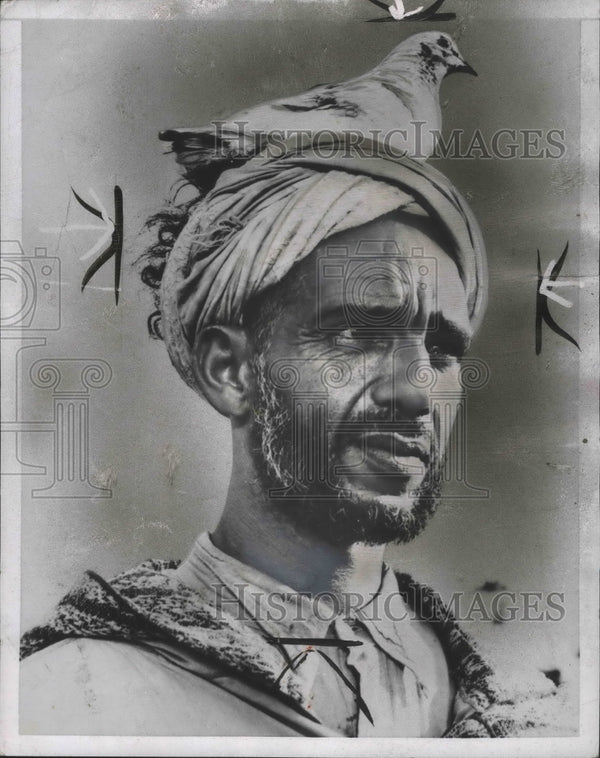 1955 National Actor Wears a Whole Bird on His Turban - Historic Images
