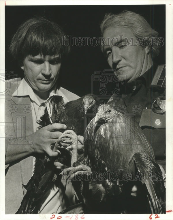 1982 George Huebner and Guy Clark with Cockfight rooster, Houston ...