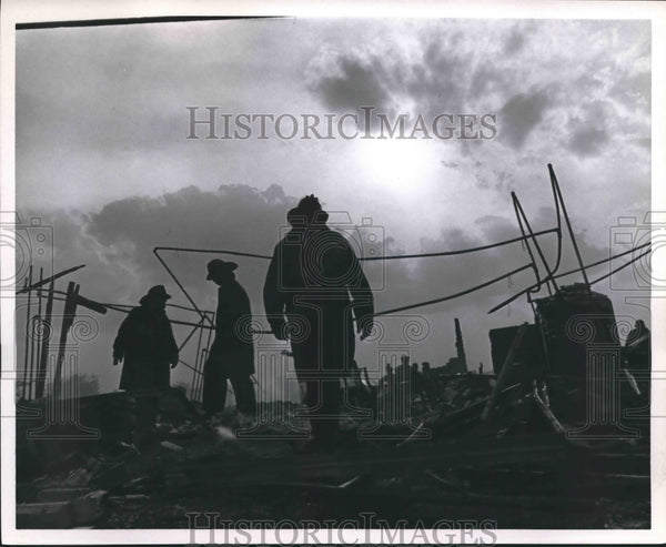 1969 Press Photo Firemen walk explosion damage in Houston - hca23236 ...