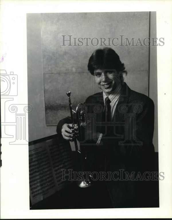 1989 Self-taught trumpet player Timothy Richmond, Texas - Historic Images
