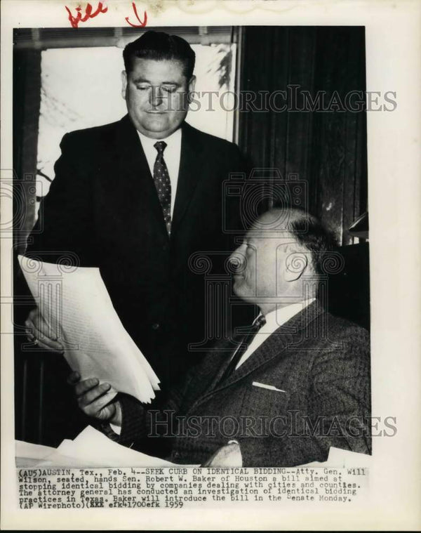 1959 Press Photo Attorney General Will Wilson, Senator Robert Baker in ...