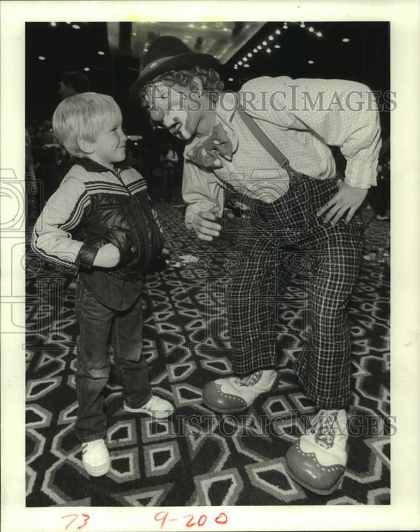 1984 John Hill and Circus Clown Chico at Houston's Hyatt Regency TX ...