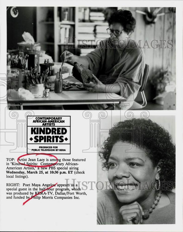 Press Photo Artist Jean Lacy, Poet Maya Angelou in "Kindred Spirits" P ...