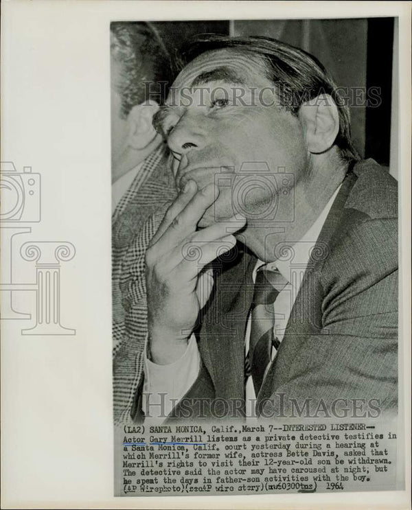 1964 Press Photo Actor Gary Merrill in Court, Santa Monica, California ...