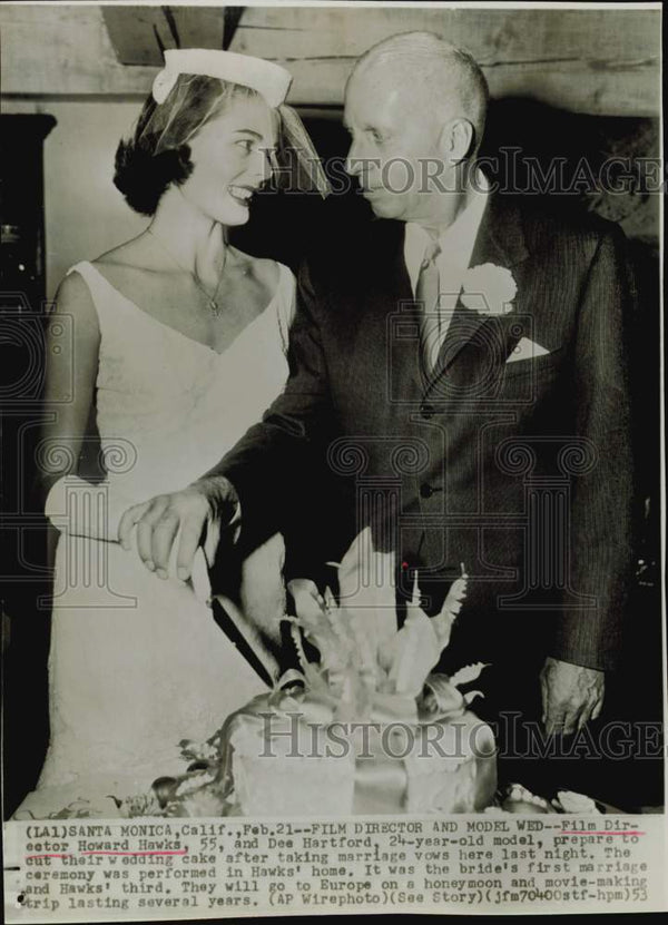 1953 Press Photo Director Howard Hawks & Dee Hartford on Wedding Day ...