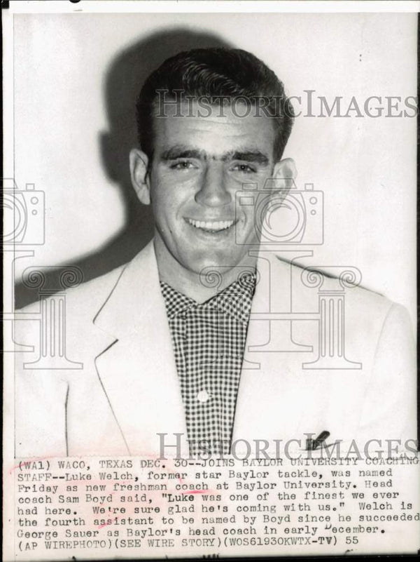 1955 Press Photo Luke Welch, Baylor University Freshman Football Coach ...