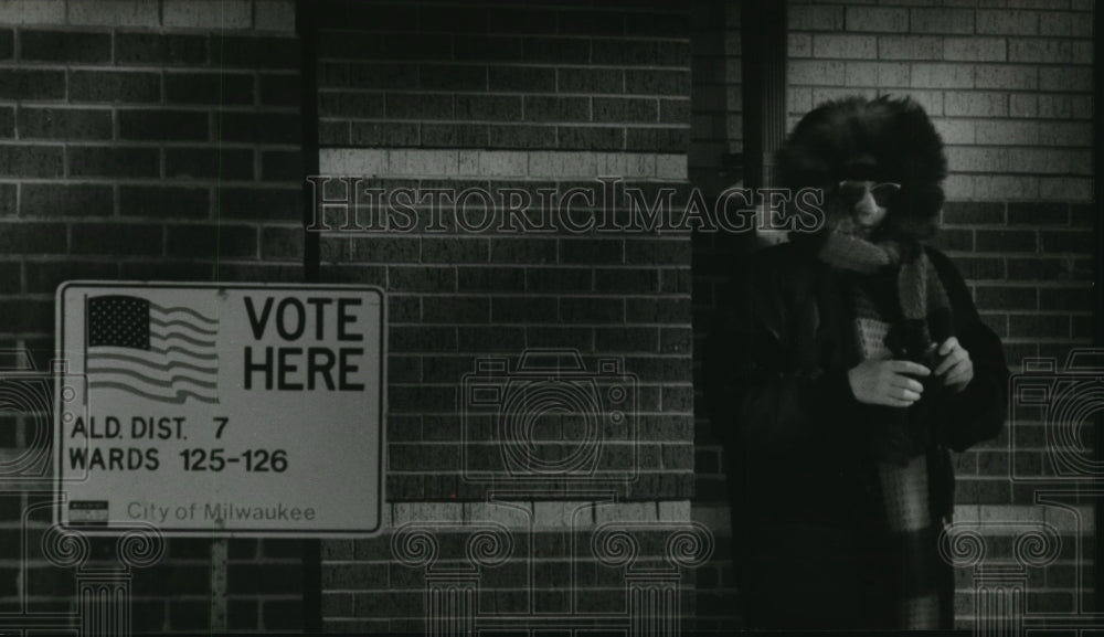 1994 Mary Ehardt is bundled up for the cold - Historic Images