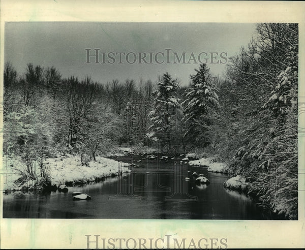 1984 Black River during snowfall along Highway 64, Taylor County ...