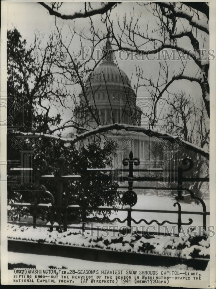 1941 Heaviest Snow of Season on Capitol Building - Historic Images