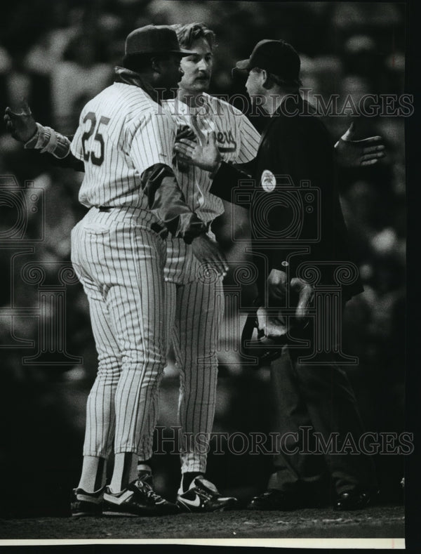 1990 Press Photo Don Baylor and Rob Deer Arguing With Umpire Jim Evans ...