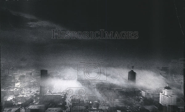 1972 Heavy fog covering Downtown Milwaukee in the morning - Historic Images