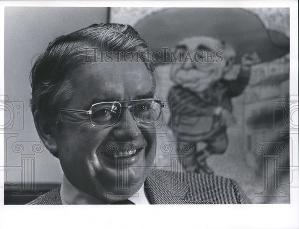 1977 Gov. Patrick Lucey with Cartoon referencing his ambassadorship ...