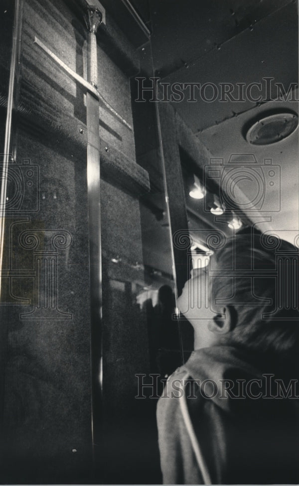 1987 Aaron Burkhalter at Magna Carta Exhibit at the State Capitol ...