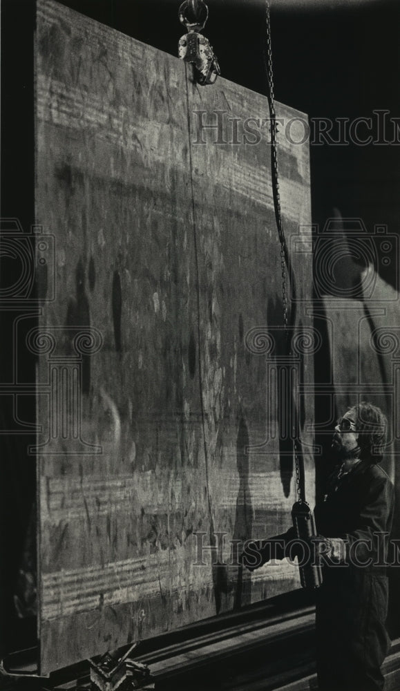 1988 Mike Glander, Hoisting A Metal Plate, Glander Metal Works ...