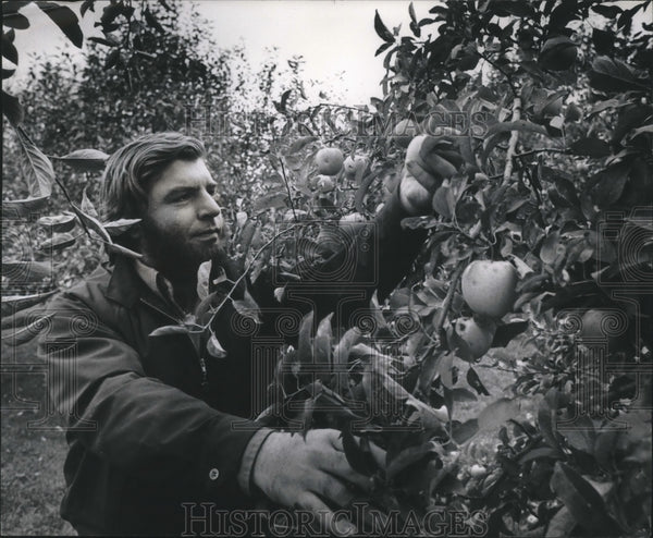 1970 Trombonist Donald E. Haack in his Milwaukee Orchard - Historic Images
