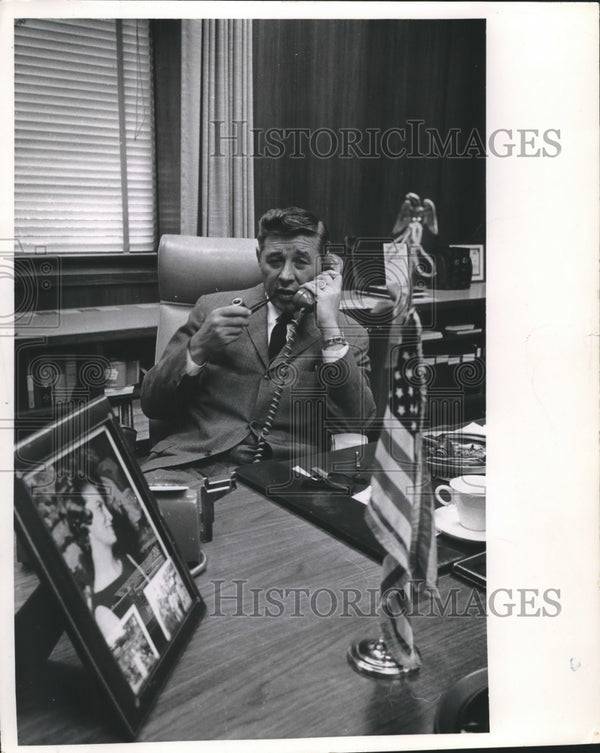 1968 Press Photo Mayor Henry W. Maier talking on the phone. - mjb44734 ...