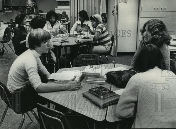 1979 Students Gather at North Division High School - Historic Images