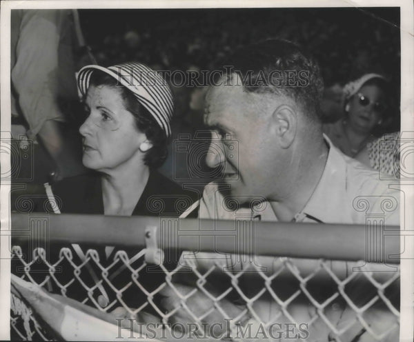 1953 Mr. & Mrs. Louis Perini at Milwaukee Braves baseball Stadium ...