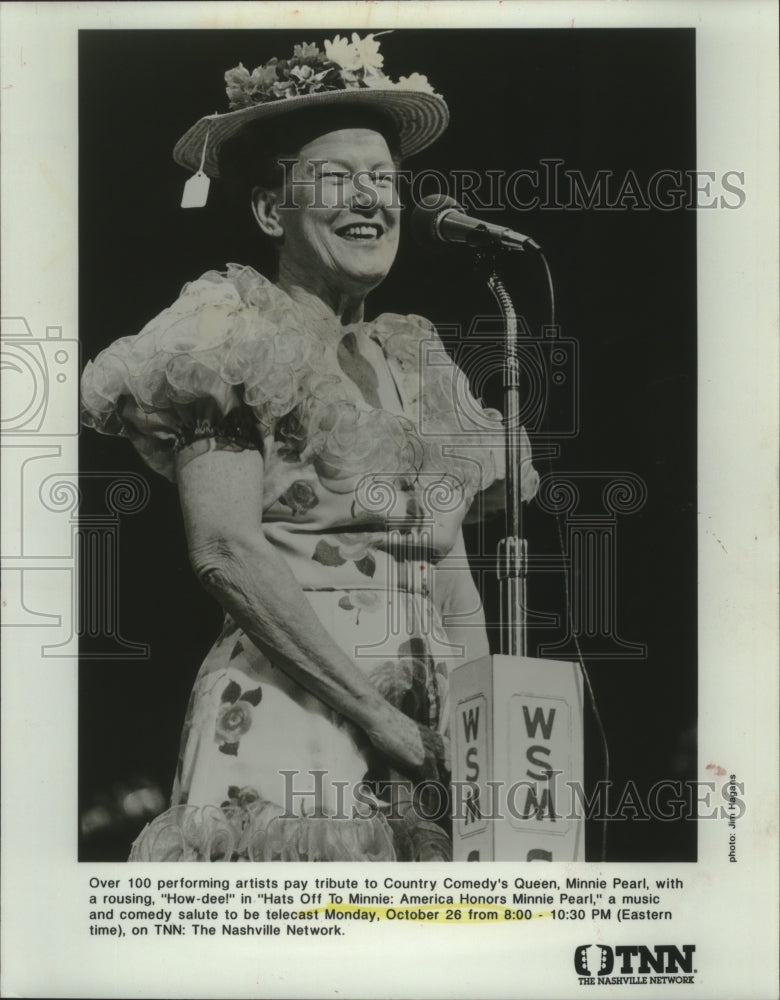 1992 Minnie Pearl attends event in her honor by 100 artists - Historic Images