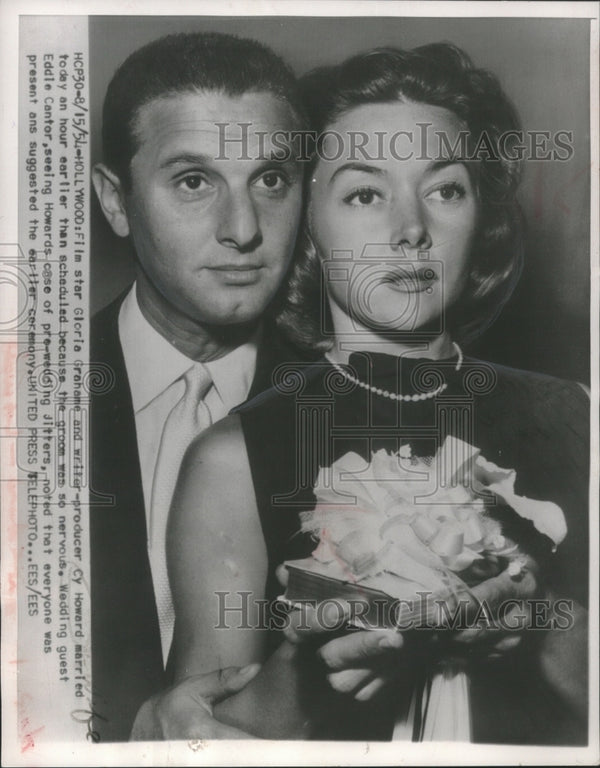 1954 Press Photo Film star Gloria Grahame & writer Cy Howard married ...