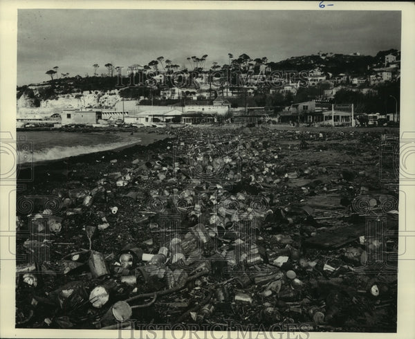 1966 Beach In Marseilles, France Is Covered In Empty Cans And Tins ...