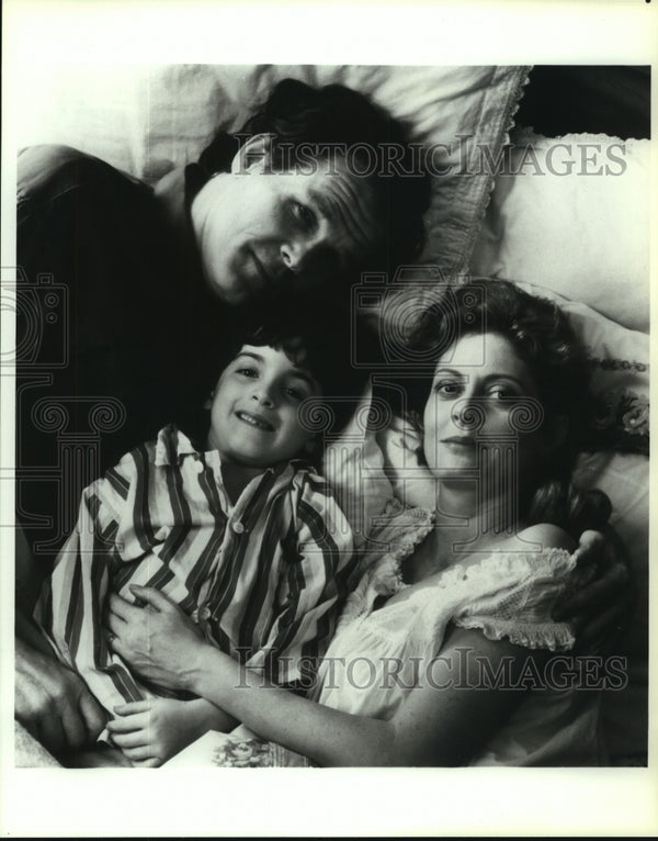 1993 Press Photo Actors Nick Nolte, Susan Sarandon and Zack O'Maley Gr ...