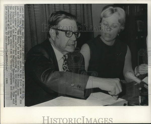 1969 Press Photo Dr. James Pike & his wife Diane with first issue of ...