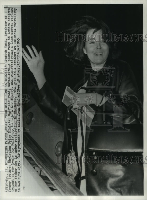 1965 Press Photo Judith Todd, Prime Minister Garfield Todd's daughter ...