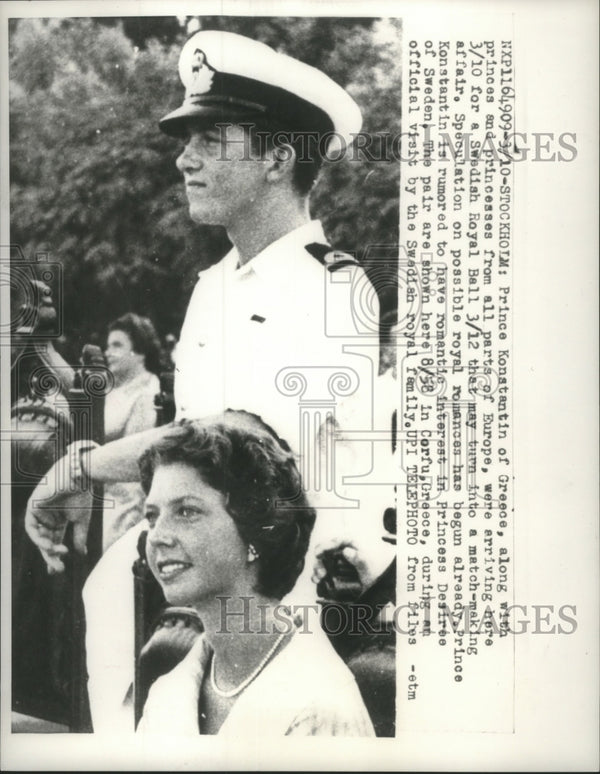 1960 Press Photo Prince Konstantin of Greece and Princess Desiree of S ...