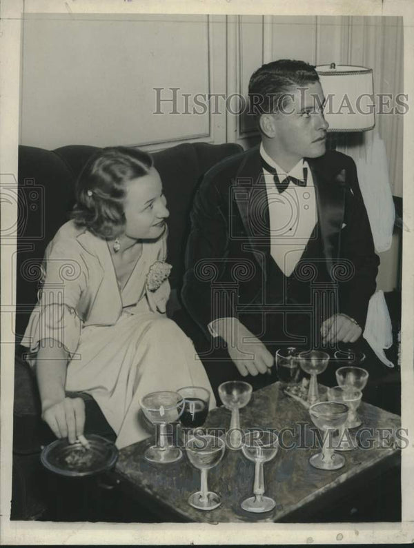 1935, Audrey Atkinson and Jack Ayer at cocktail party - mjc26606 ...