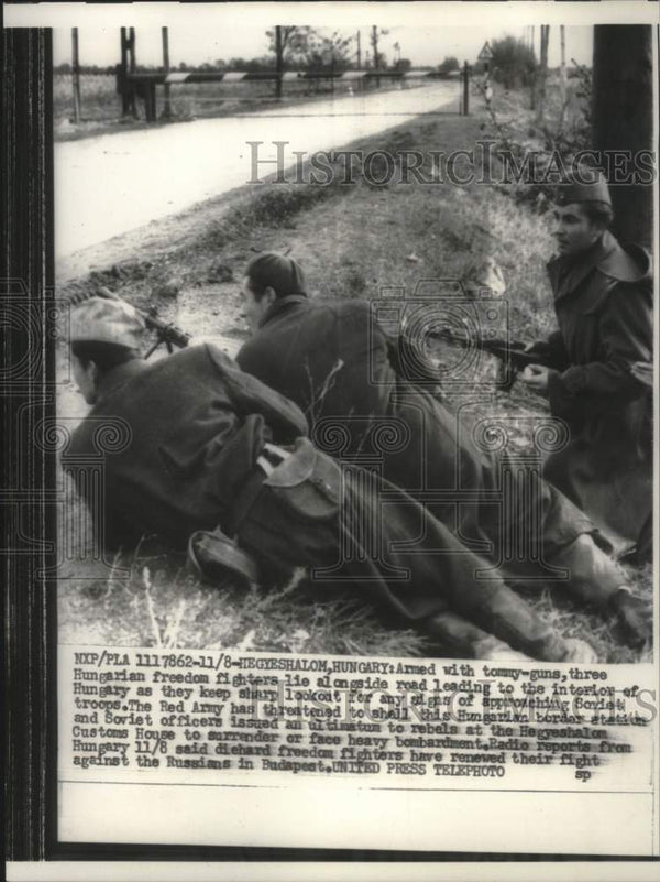 1956, Hungarian freedom fighters on a roadside, Hungary - mjc27734 ...