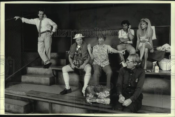 1989 Actors in a scene from Organic Theater's "Bleacher Bums ...