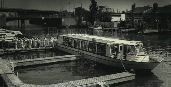 1990 Passengers board the "Edelweiss," Excursion Boat - Historic Images