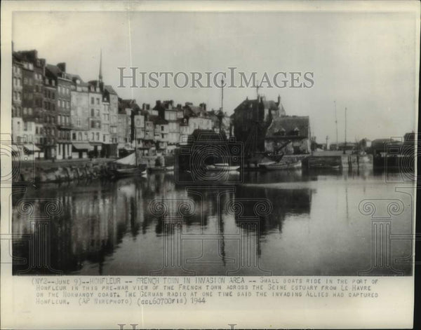 1944 Pre-War view of Small Boats in the port of Honfleur, France ...
