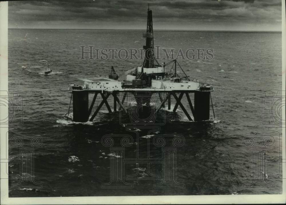1972, Offshore drilling rig off the coast of the United States ...