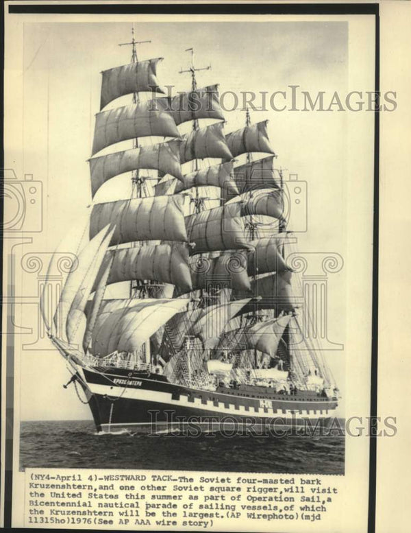 1976 The ship Kruzenshtern featured in Bicentennial nautical parade ...