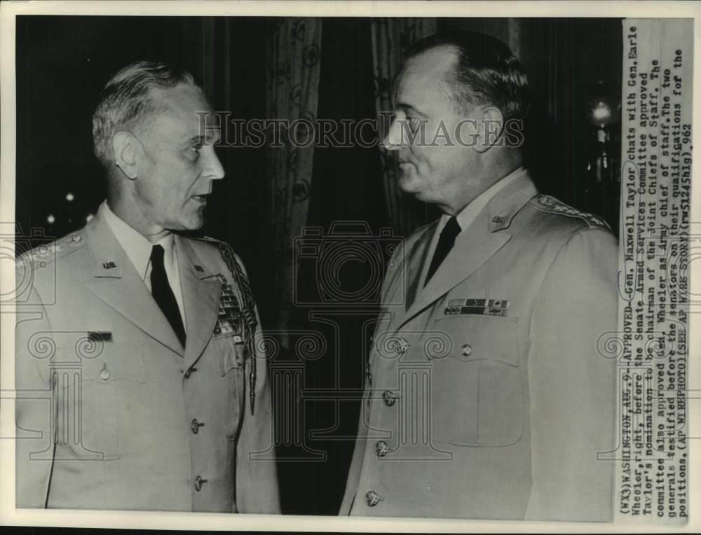 1962 General Maxwell Taylor & General Earl Wheeler, Washington, D.C ...