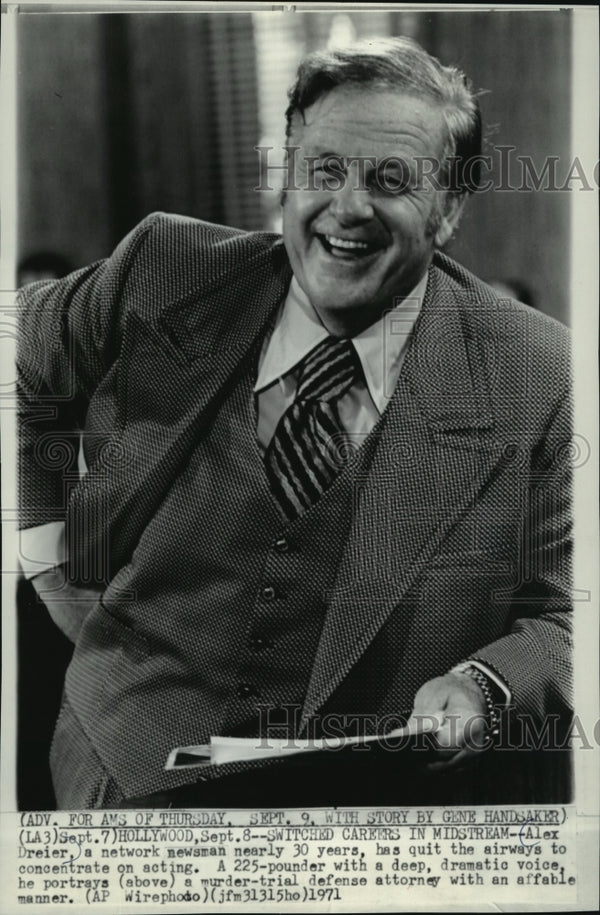 1971 Press Photo Alex Dreier, former newsman, stars as a defense attor ...