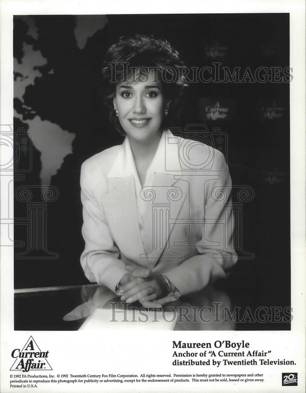 1992 Maureen O'Boyle tabloid TV host on "Current Affair." - Historic Images