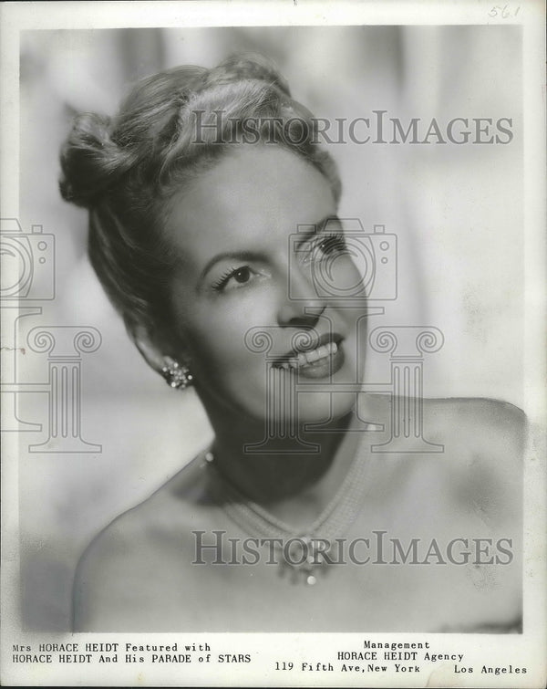 1949, Publicity Director Of Heidt Band And Troupe Mrs. Horace Heidt ...