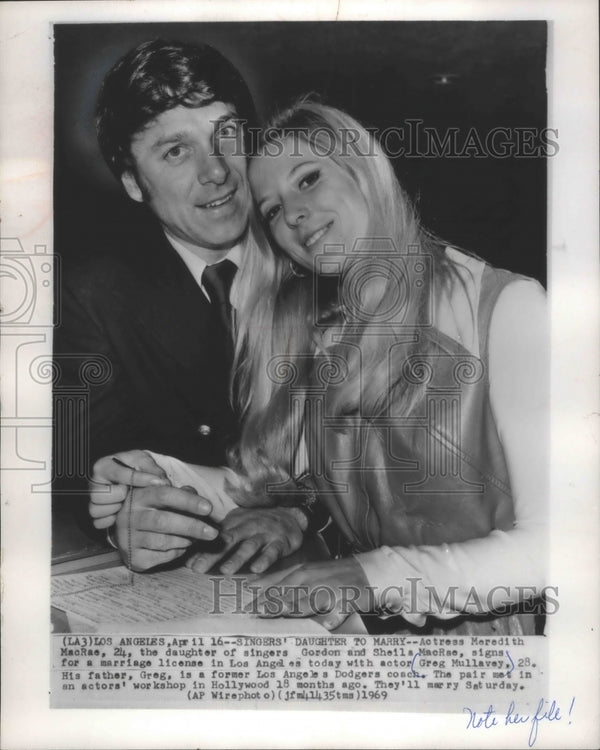 1969, Meredith Mac Rae and her fiance Greg Mullavey in Los Angeles ...