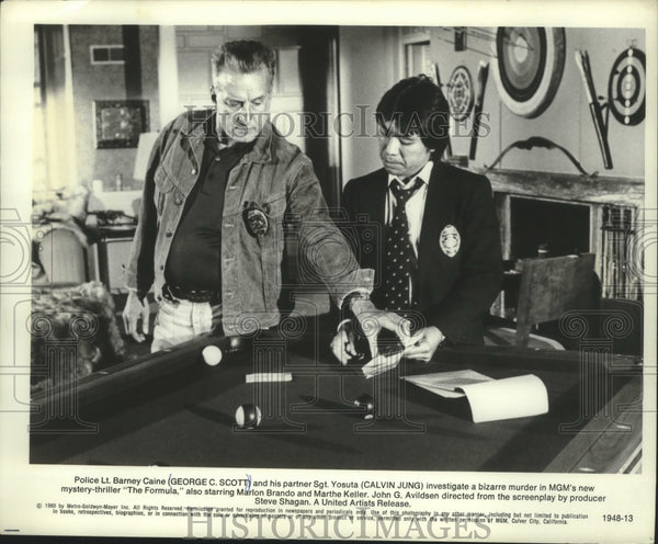 1980 Press Photo George C. Scott And Calvin Jung In Scene From 'The Fo ...