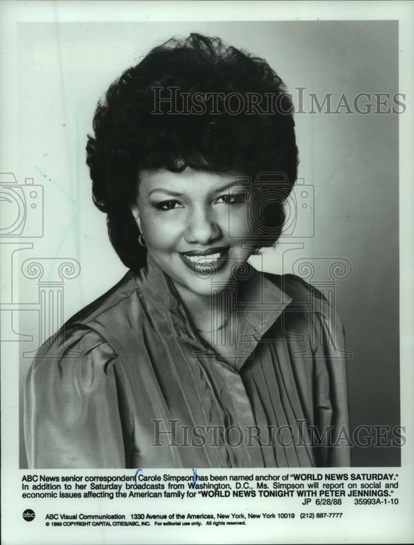 1988, 'World News Saturday' Anchor Carole Simpson - mjp39039 - Historic ...