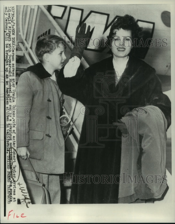 1955 New York-German screen star Ursula Thiess and son Michael ...