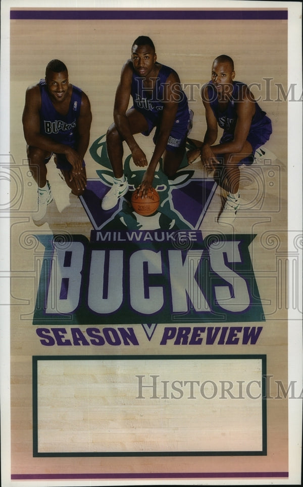 1993 Milwaukee Bucks basketball's Ken Norman, Vin Baker & Todd Day ...