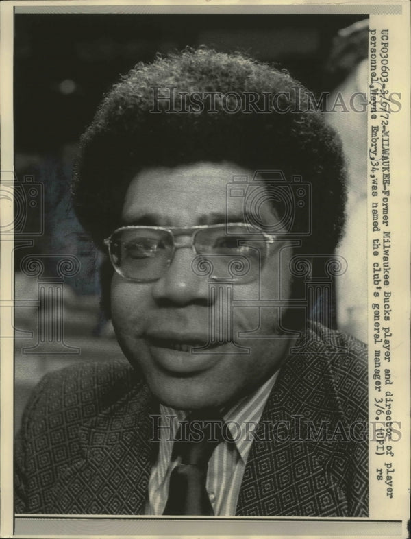 1972 Wayne Embry named Milwaukee Bucks basketball's General Manager ...