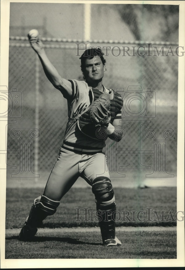 1988 Press Photo Milwaukee Brewers baseball catcher, Bill Schroeder, i ...