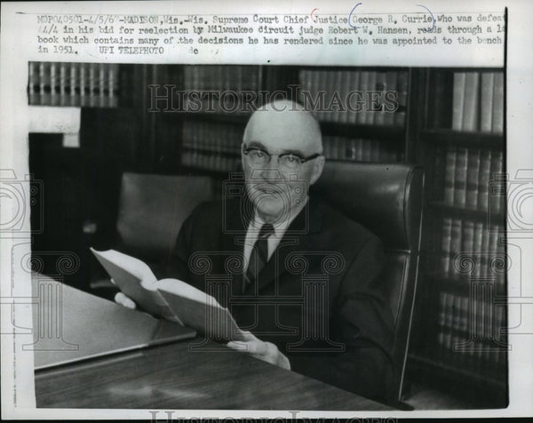 1967 Press Photo Chief Justice George R. Currie reads law book Madison ...