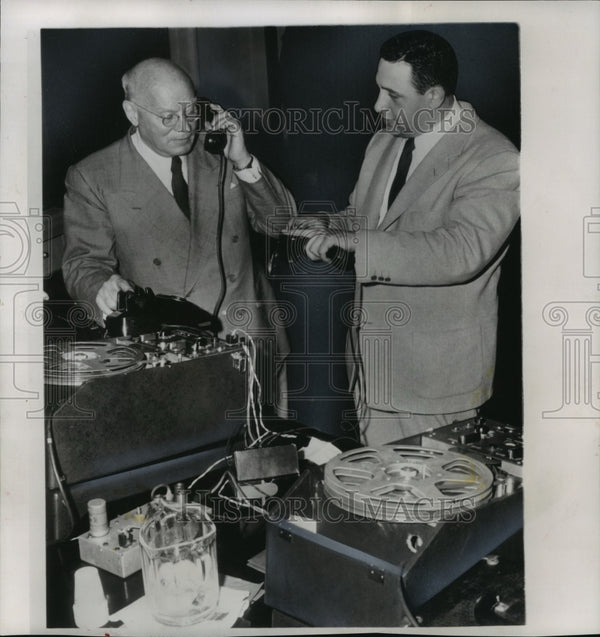 1955 Rep. Emanuel Celler listens to explanation of "bugging" in N.Y ...